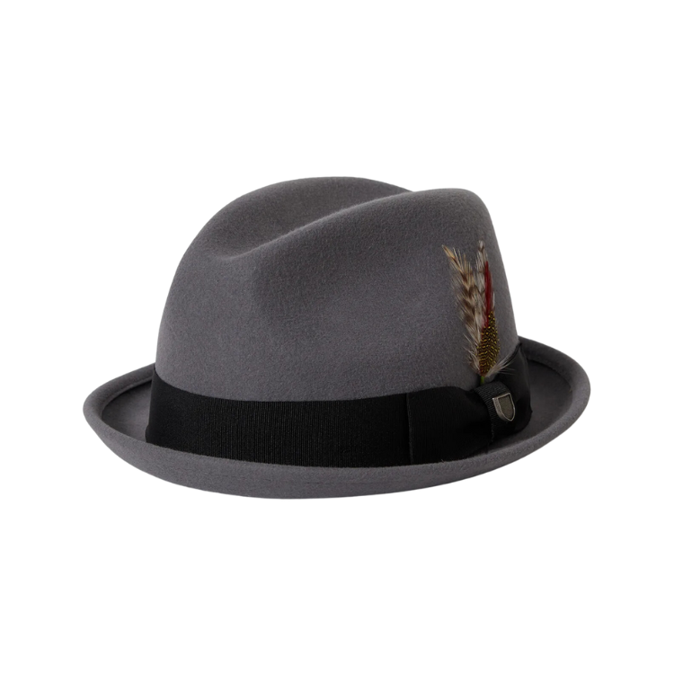 Brixton Gain Fedora - Grey/Black – Hats By The Hundred