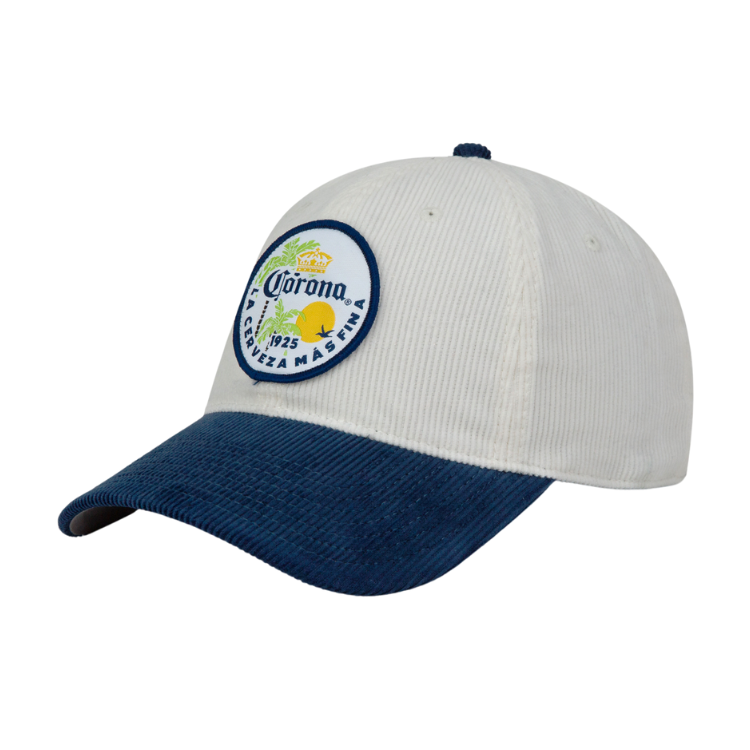 American Needle Corona Patch Cord Cap - White/Navy – Hats By The Hundred