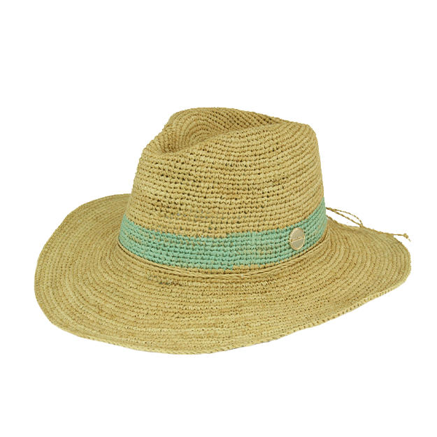 Sundaise Cecilia Raffia Hat - Natural/Mint – Hats By The Hundred