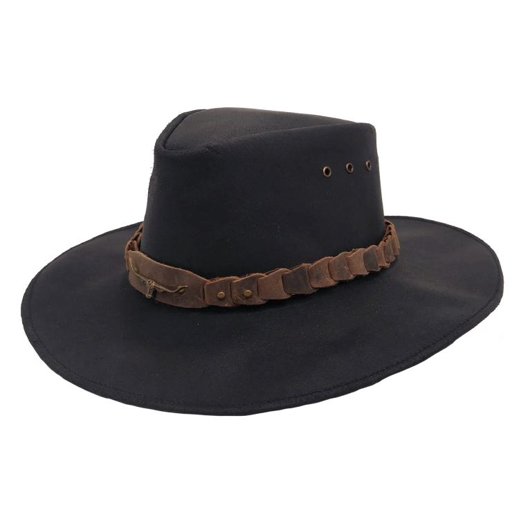 Kakadu Brumby Shapeable Leather Hat - Black – Hats By The Hundred